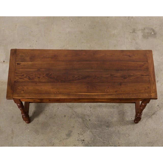 Country English Provincial Oak Farmhouse Trestle Dining Table | Chairish
