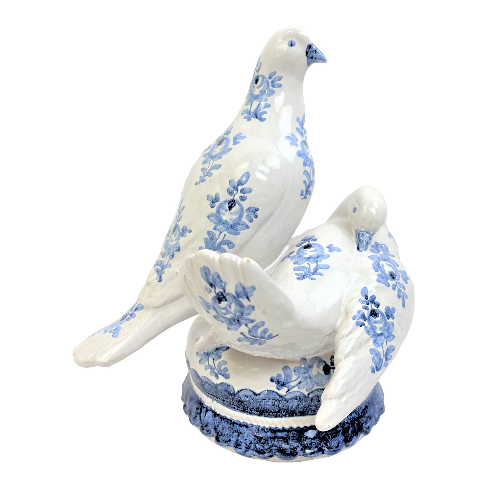Mid Century French Blue Majolica Nesting Doves by Meiselman | Chairish
