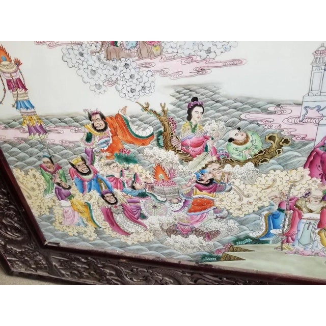 Antique Chinese Hand Painted Porcelain With Ornate Carved Rosewood ...