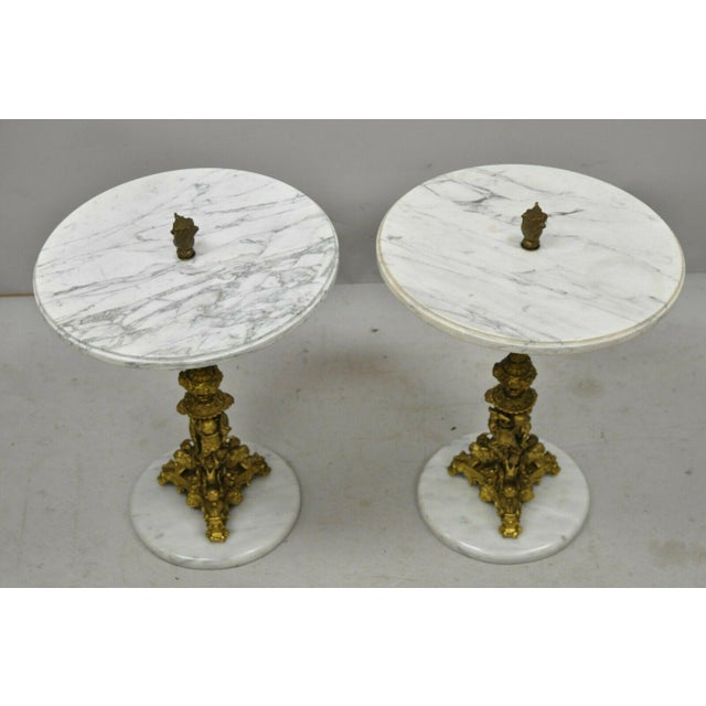 Antique Small Bronze and Marble Figural Italian Renaissance Side Tables ...