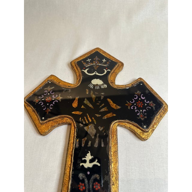 Italian Florentine Renaissance Reversed Painted Cross, Black, Red ...