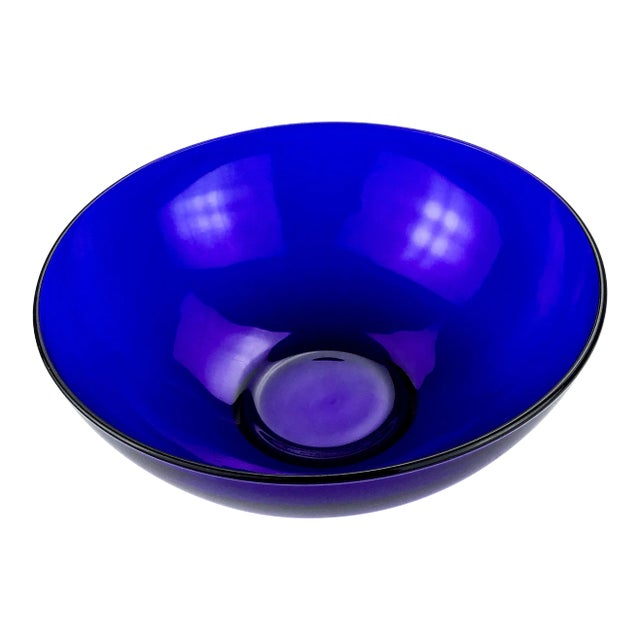 Vintage Cobalt Blue Large Glass Bowl | Chairish