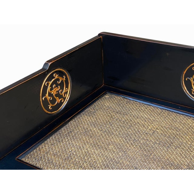 Chinese Solid Wood Black Lacquer Golden Dragon Relief Motif DayBed ...