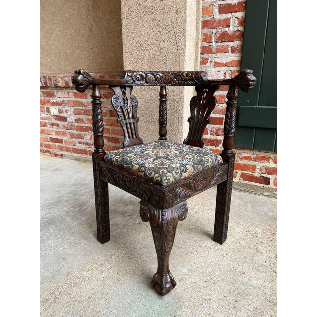 19th Century Antique English Corner Arm Chair Carved Oak Renaissance ...