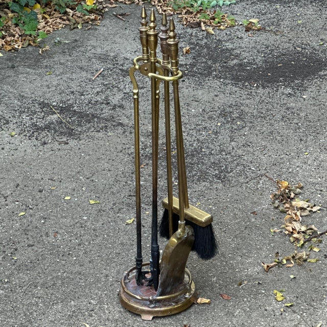 Vintage Brass Fireplace Tools Set | Chairish