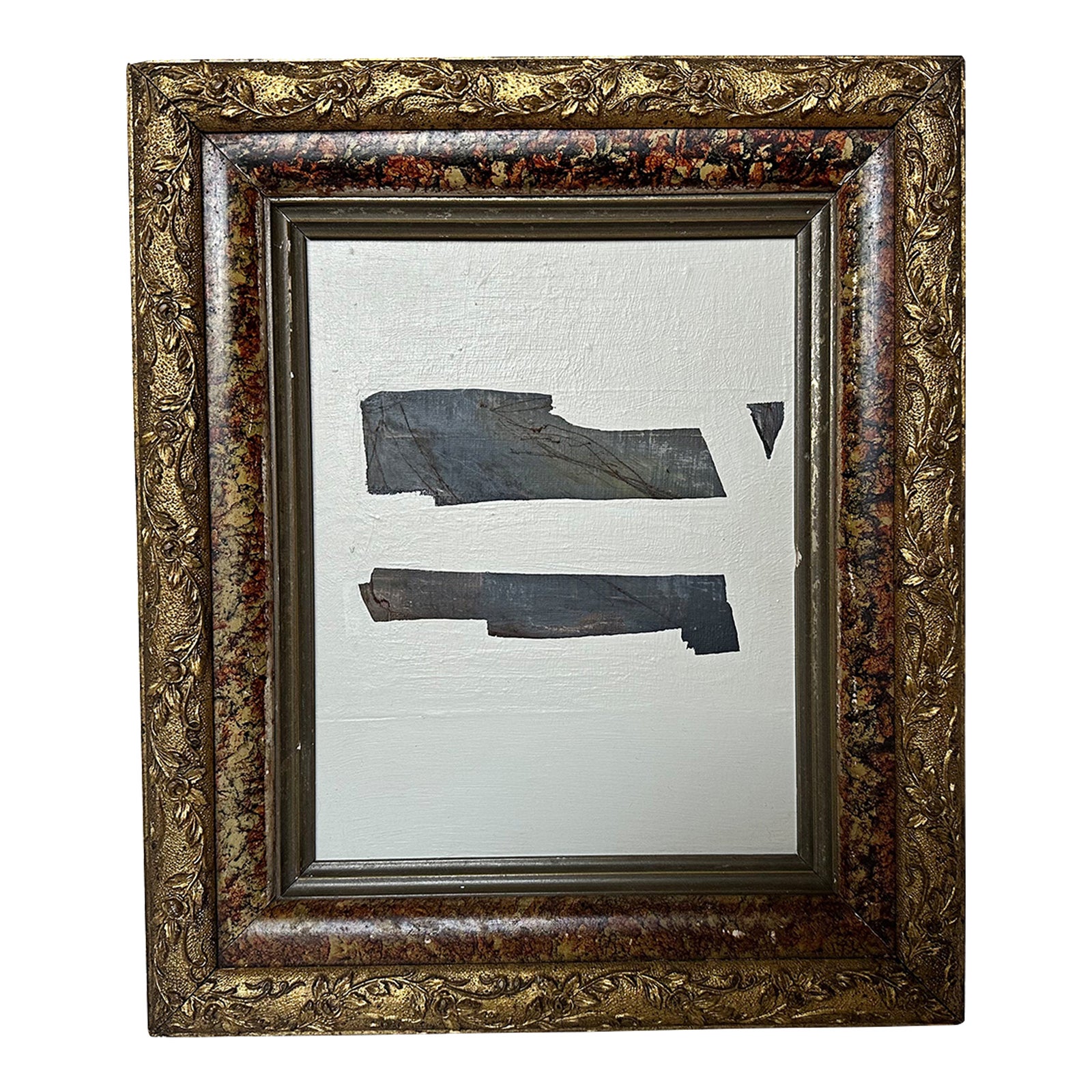 Abstract Art in Antique Frame, Transitional Wall Art by Jts | Chairish