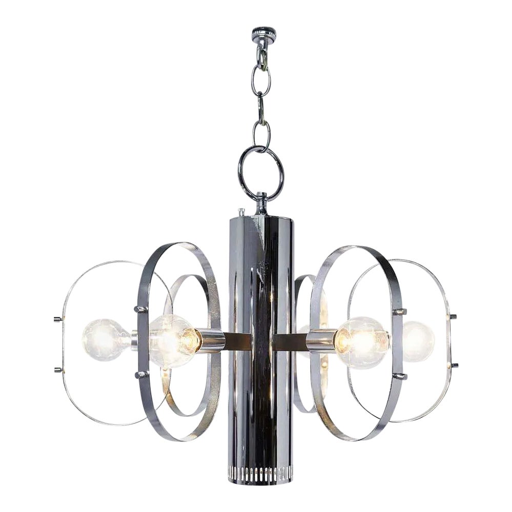 Mid-Century Modern 7-Light Chrome Fixture by Forecast Lighting | Chairish