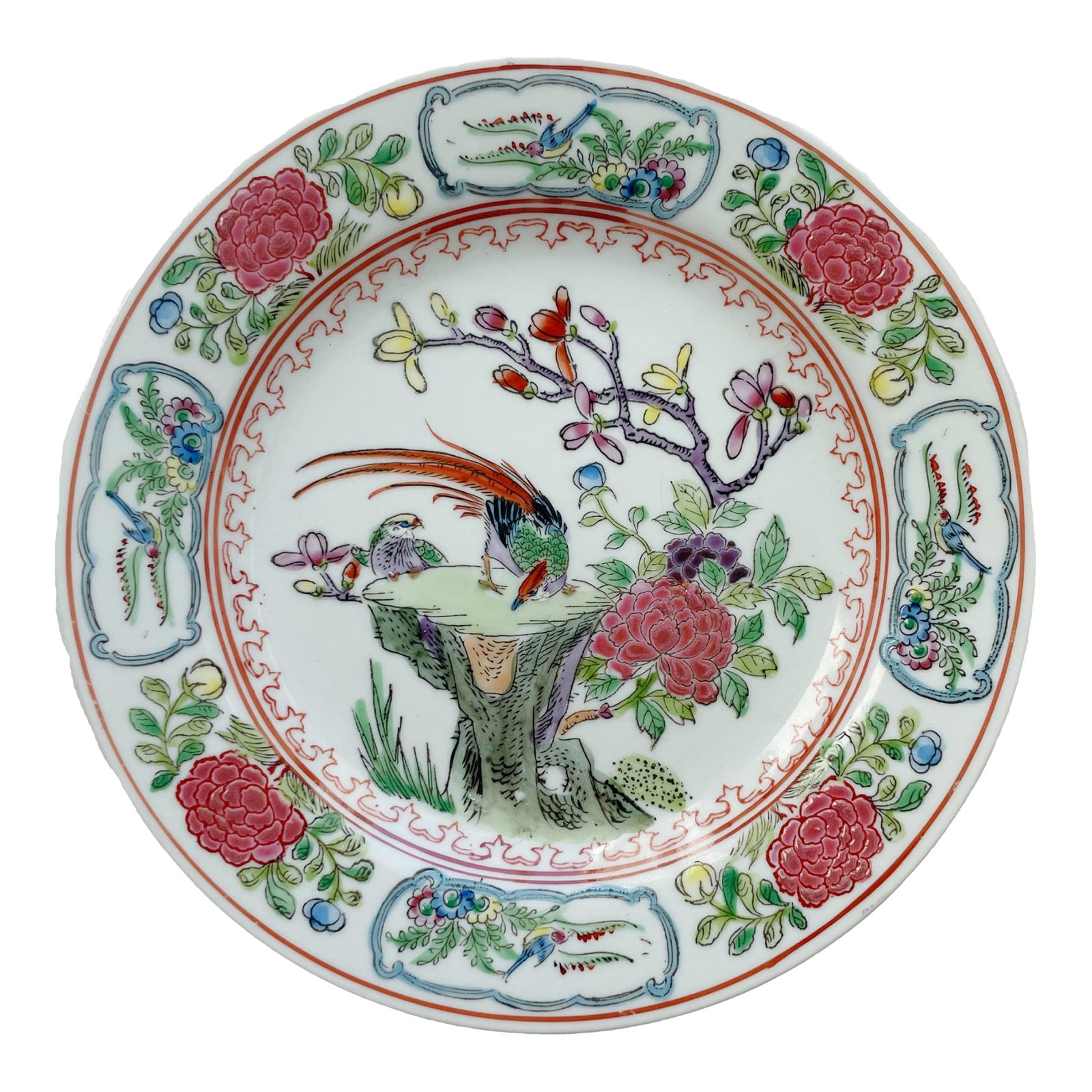 Vintage Chinoiserie Hand Painted Plate | Chairish