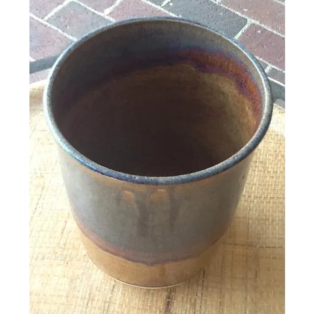 Vintage 1990s Phil Morgan Signed Pottery Cylinder Vase | Chairish