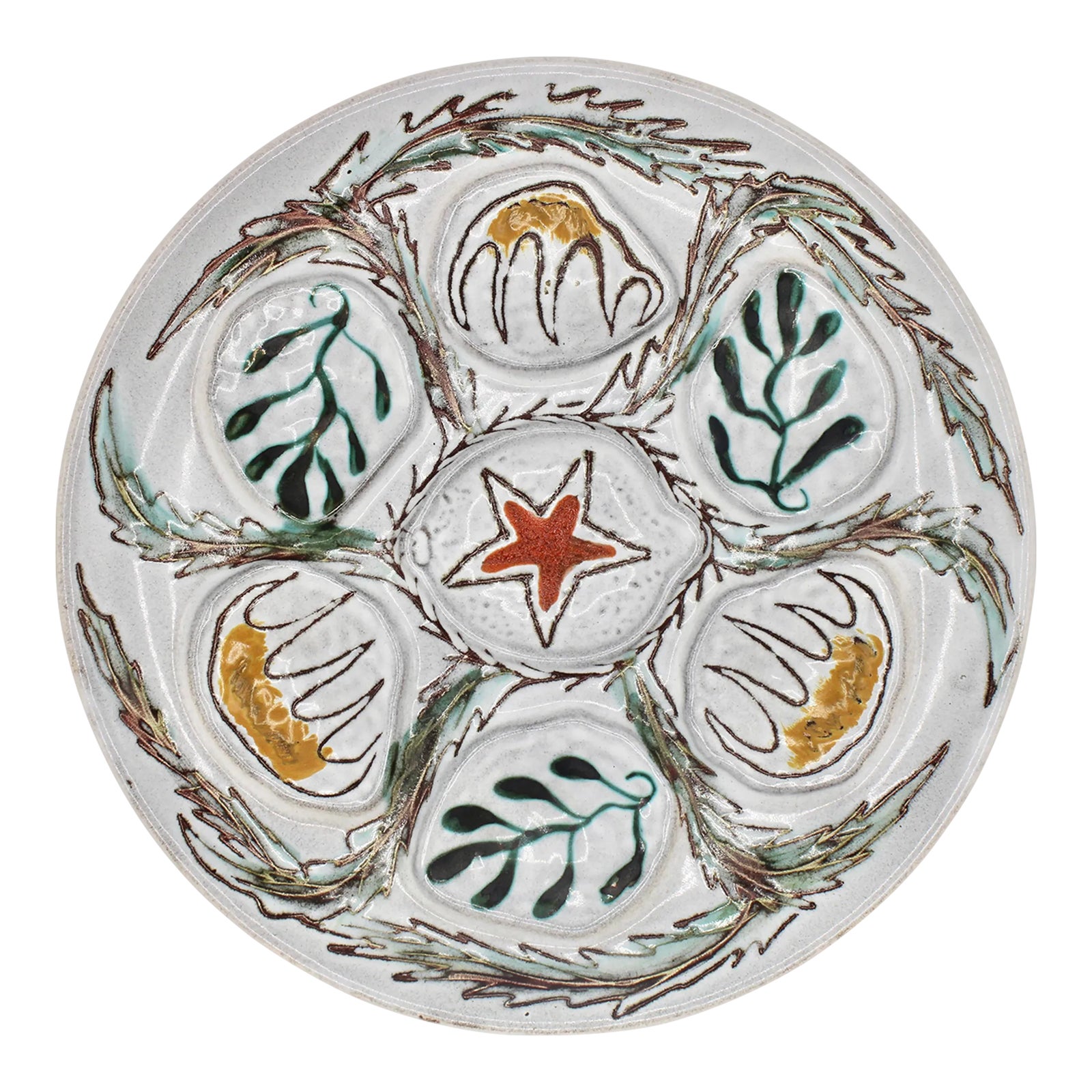 Mid Century French Starfish Oyster Plate | Chairish