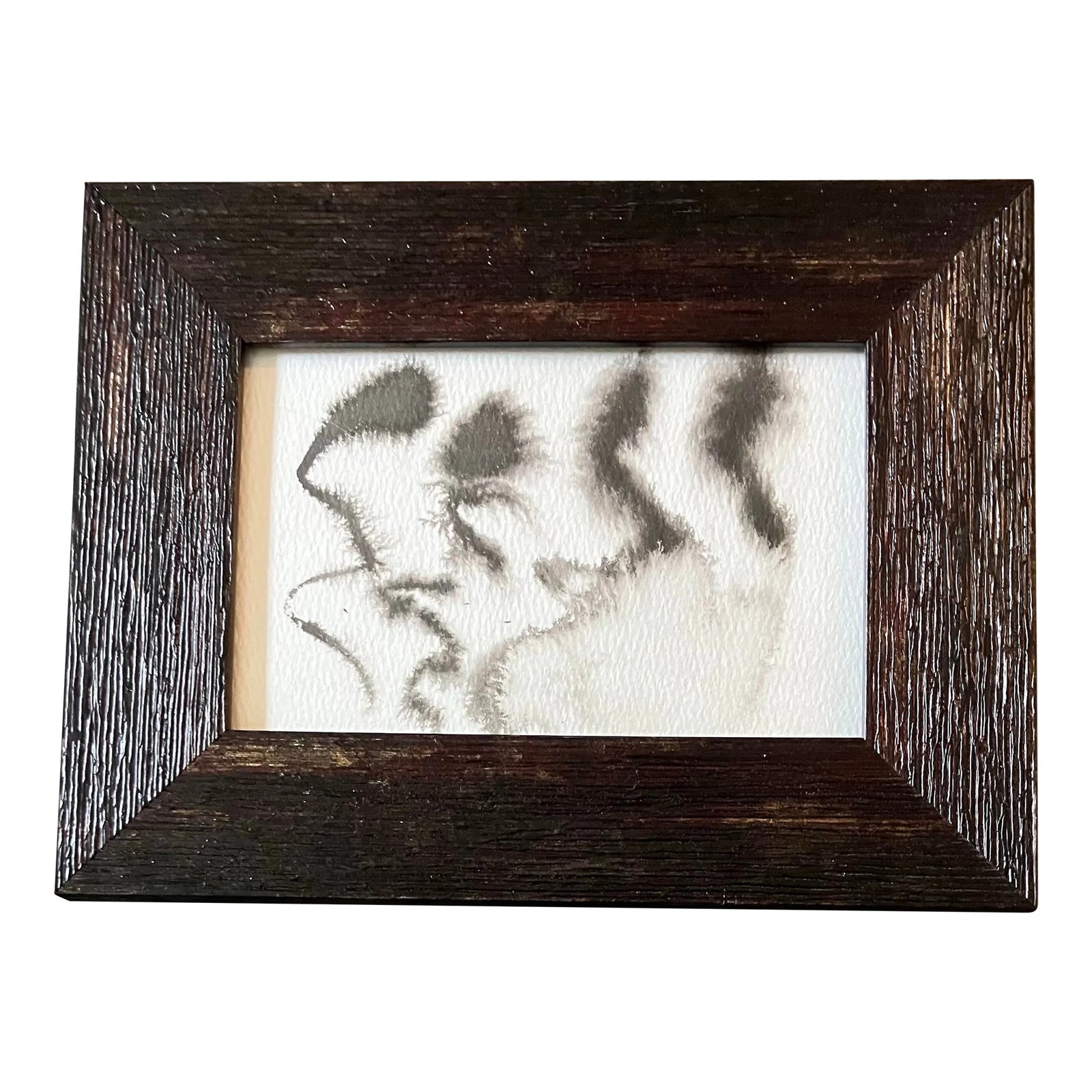 Contemporary Original Abstract Ink Painting Tabletop Vintage Frame ...