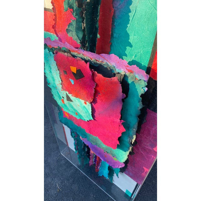 1990s Large Abstract Postmodern Signed Mixed Media Collage Painting ...