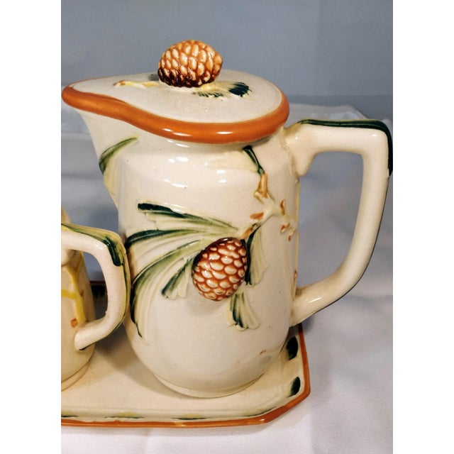 Vintage Pine Cone Pottery Pitchers Platter Creamer Serveware | Chairish