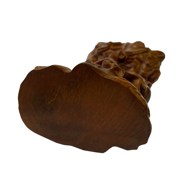 Chinese Brown Zen Master Damo Deity Meditation Wood Statue | Chairish