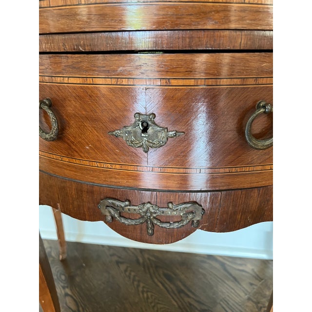 1920s Antique Signed French Louis XV Small Demilune Marquetry Inlay ...