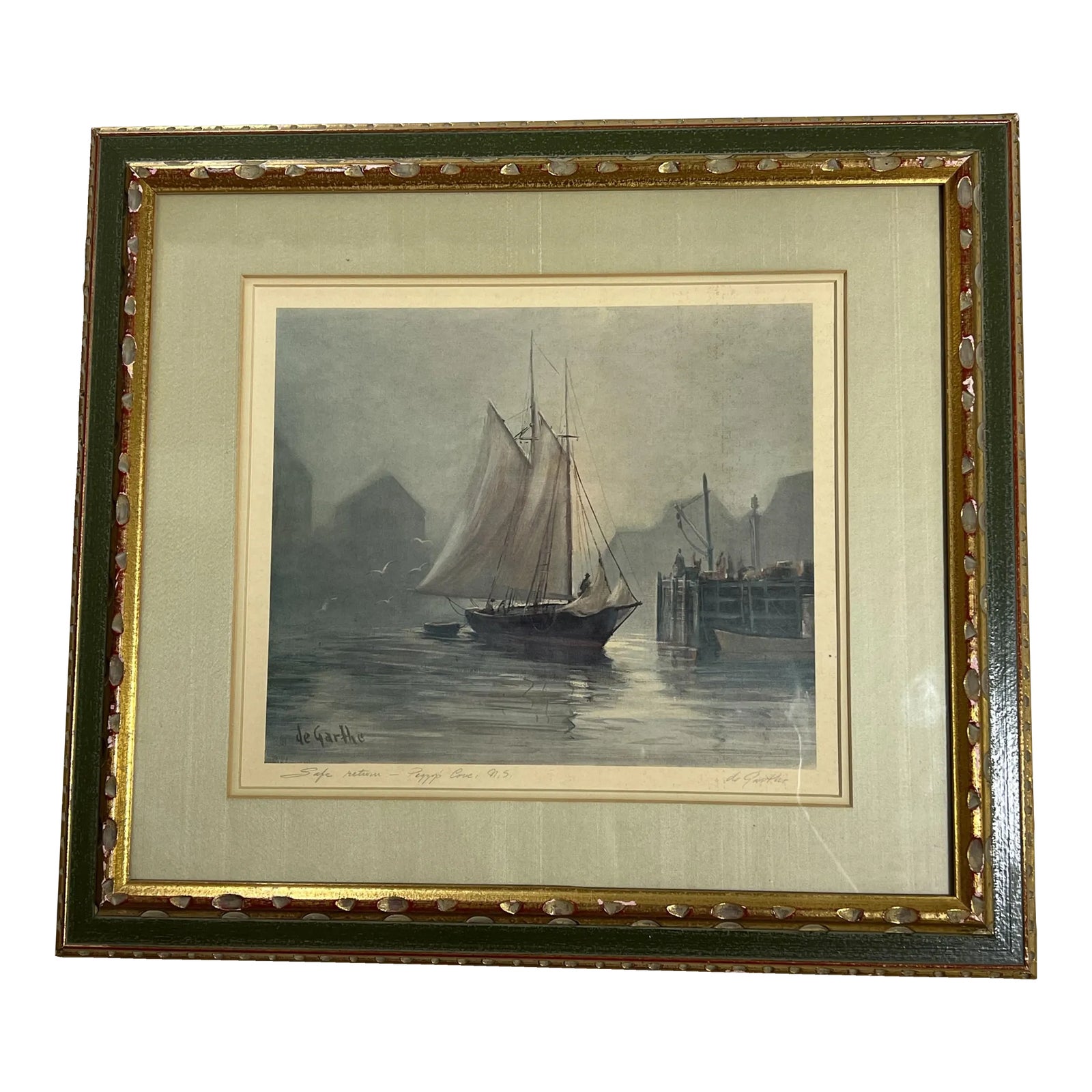Original Signed Lithograph "Safe Returns" Sail Boat Scene by William E ...