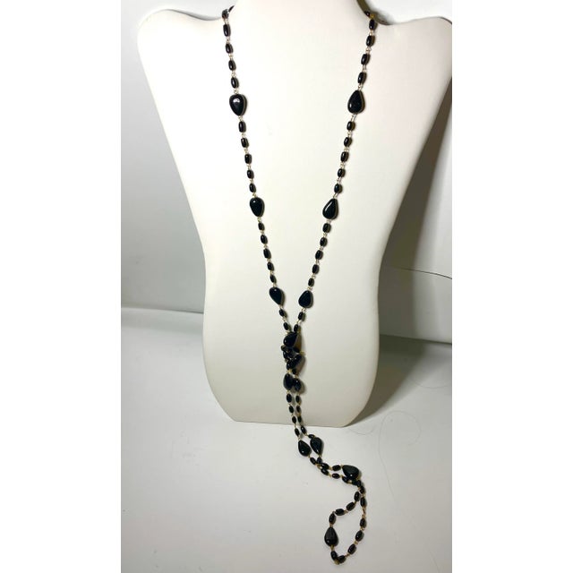 1920s Antique Opera Chain Necklace Black Lacquer Beads | Chairish