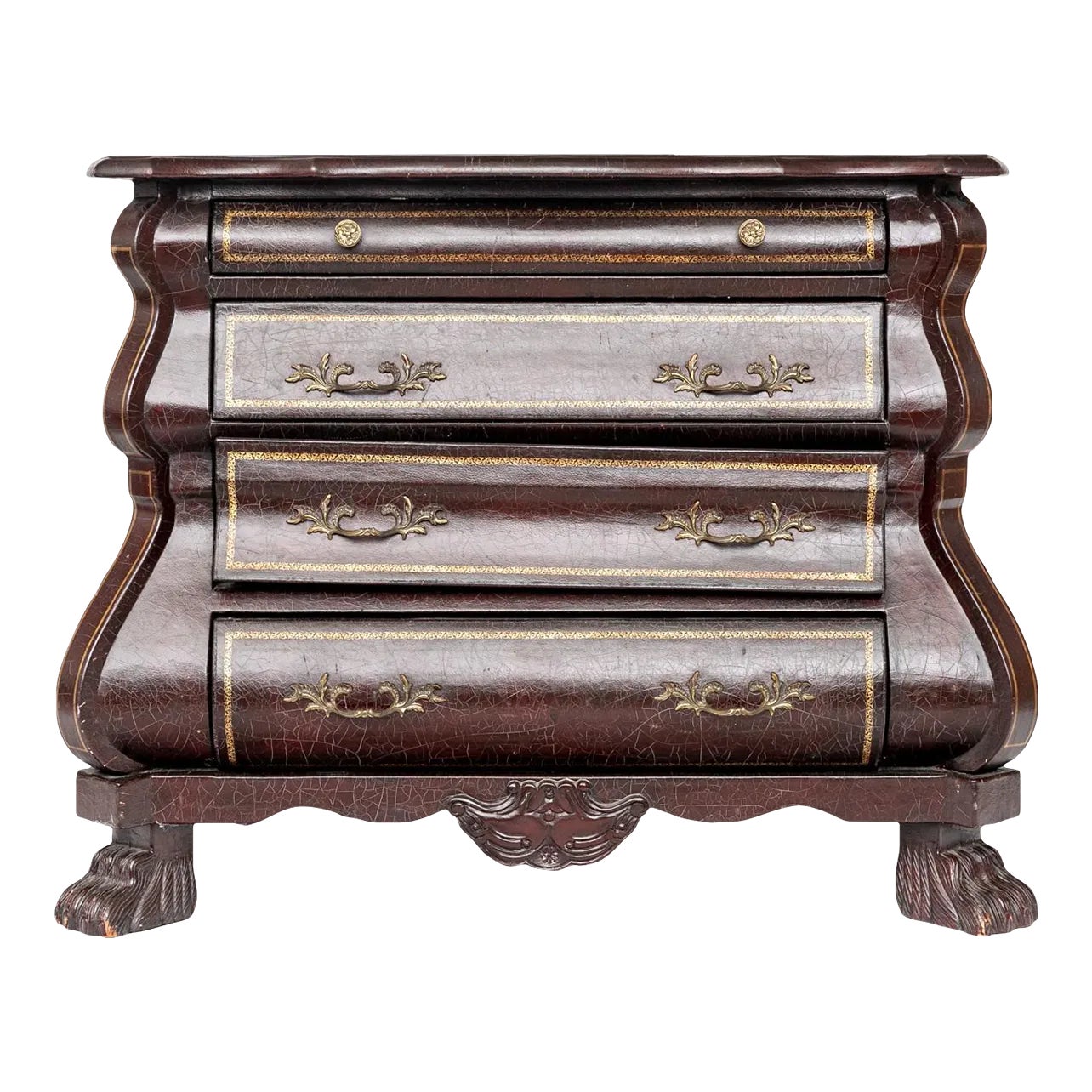 Late 20th Century Leather Wrapped Bombay Form Chest of Drawers | Chairish