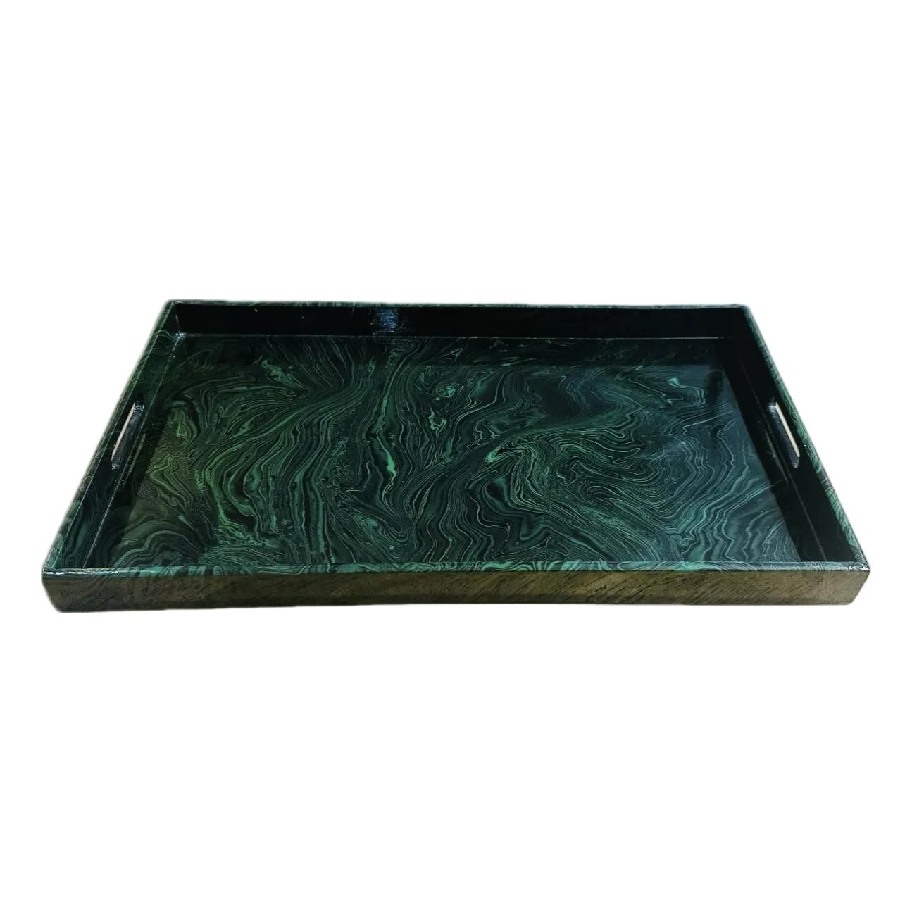 Vintage MidCentury Wood Lacquer Malachite Pattern Barware Serving Tray ...