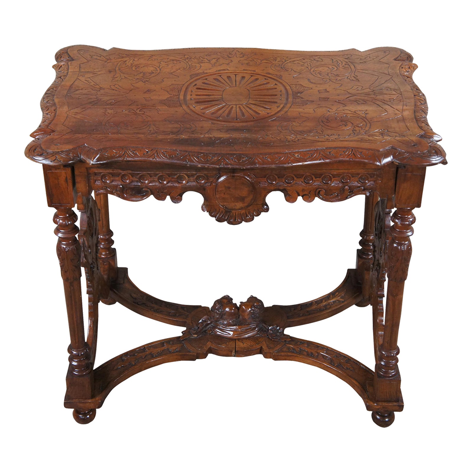 Late 19th Century Antique Italian Renaissance Revival Walnut Figural ...