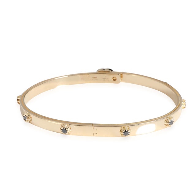 Gucci Running G Black Diamond Slim Bangle In 18K Yellow Gold 0.35 Ctw ...