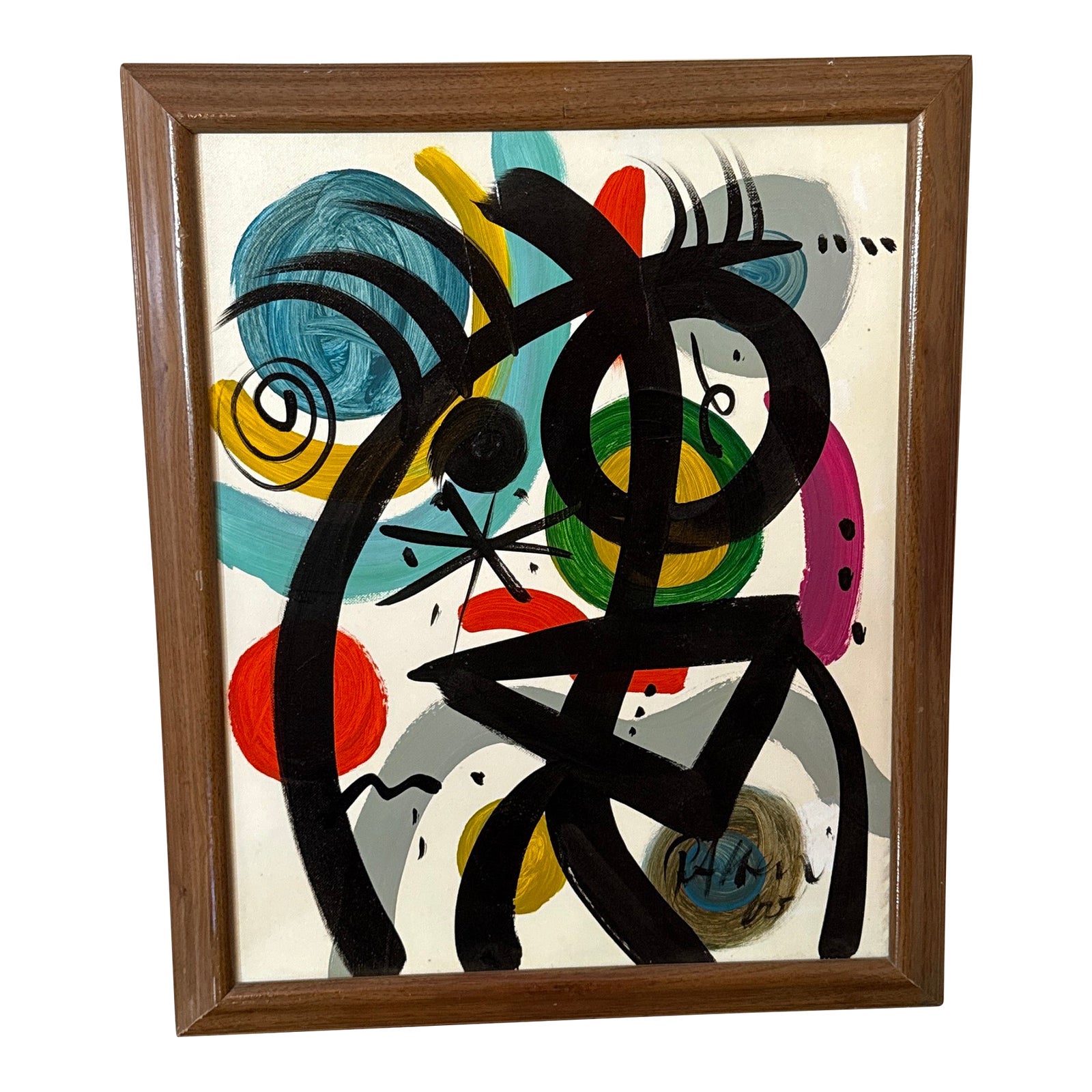 Early 21st Century Peter Keil Miro Style Abstract Colorful Painting ...