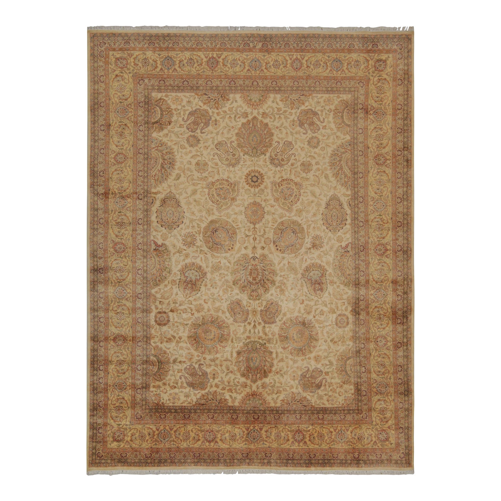 Rug & Kilim’s Persian Style Rug With Gold and Beige-Brown Floral ...