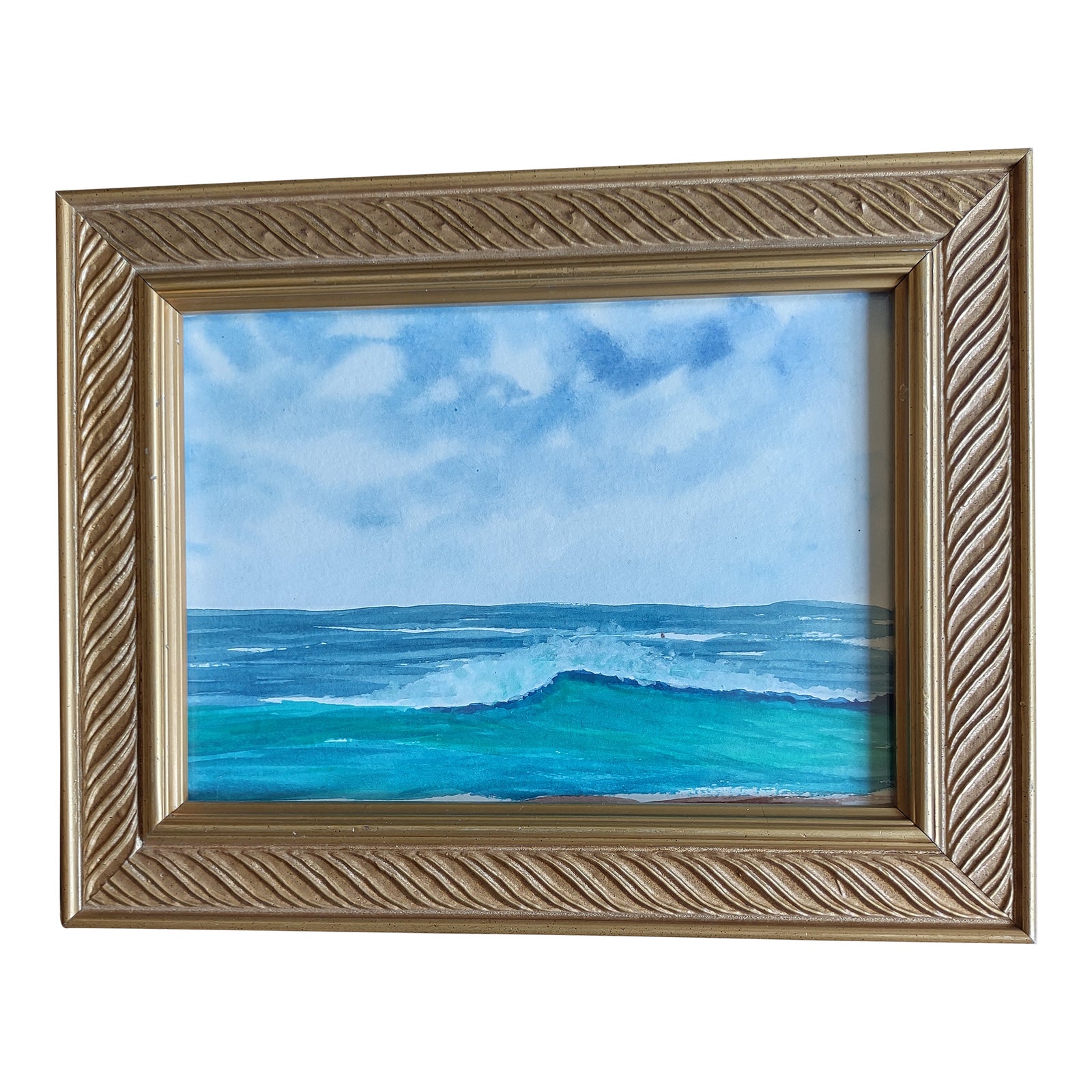 Framed Ocean View Watercolor Painting | Chairish