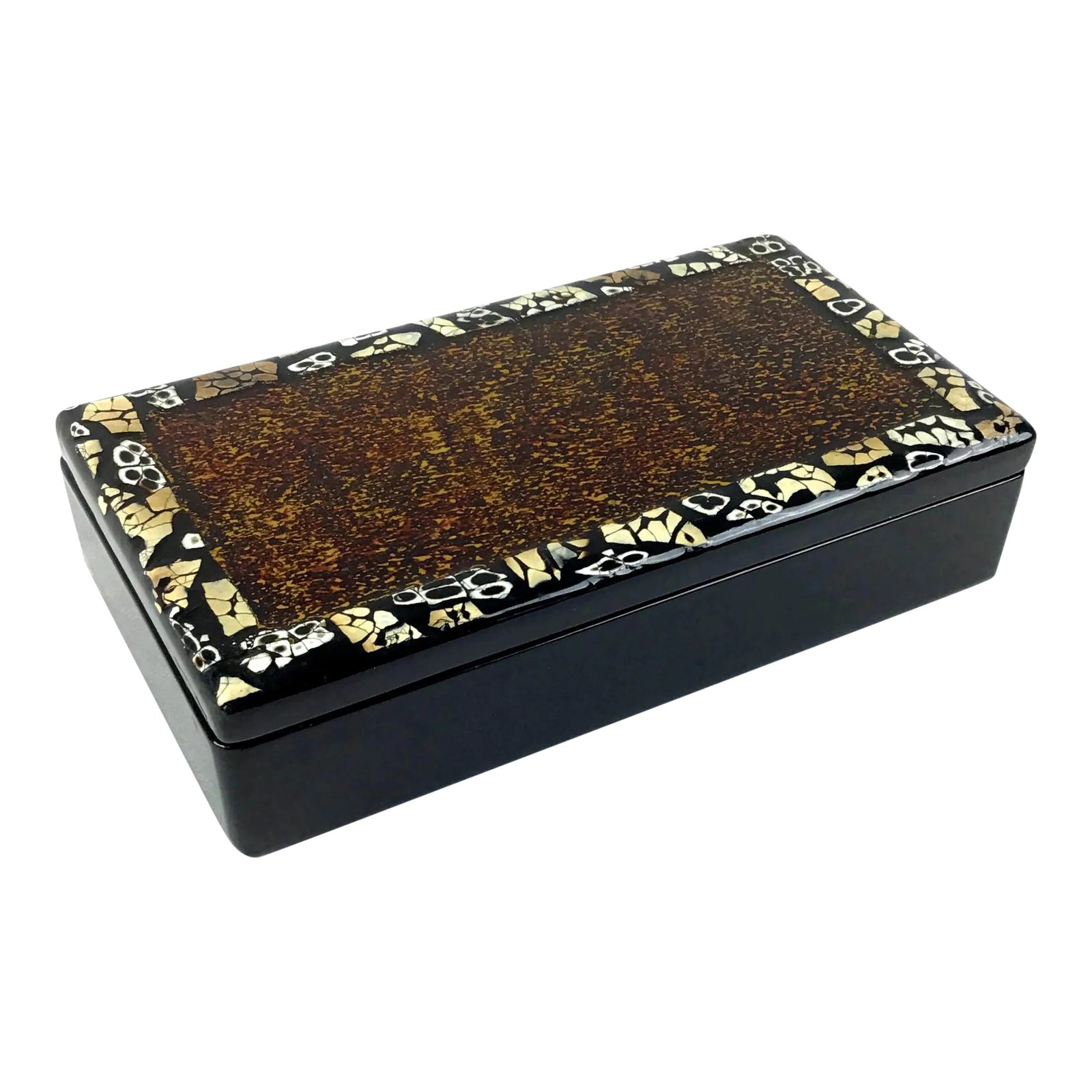 Vintage Artisan Lacquered Covered Box by Artex Saigon | Chairish