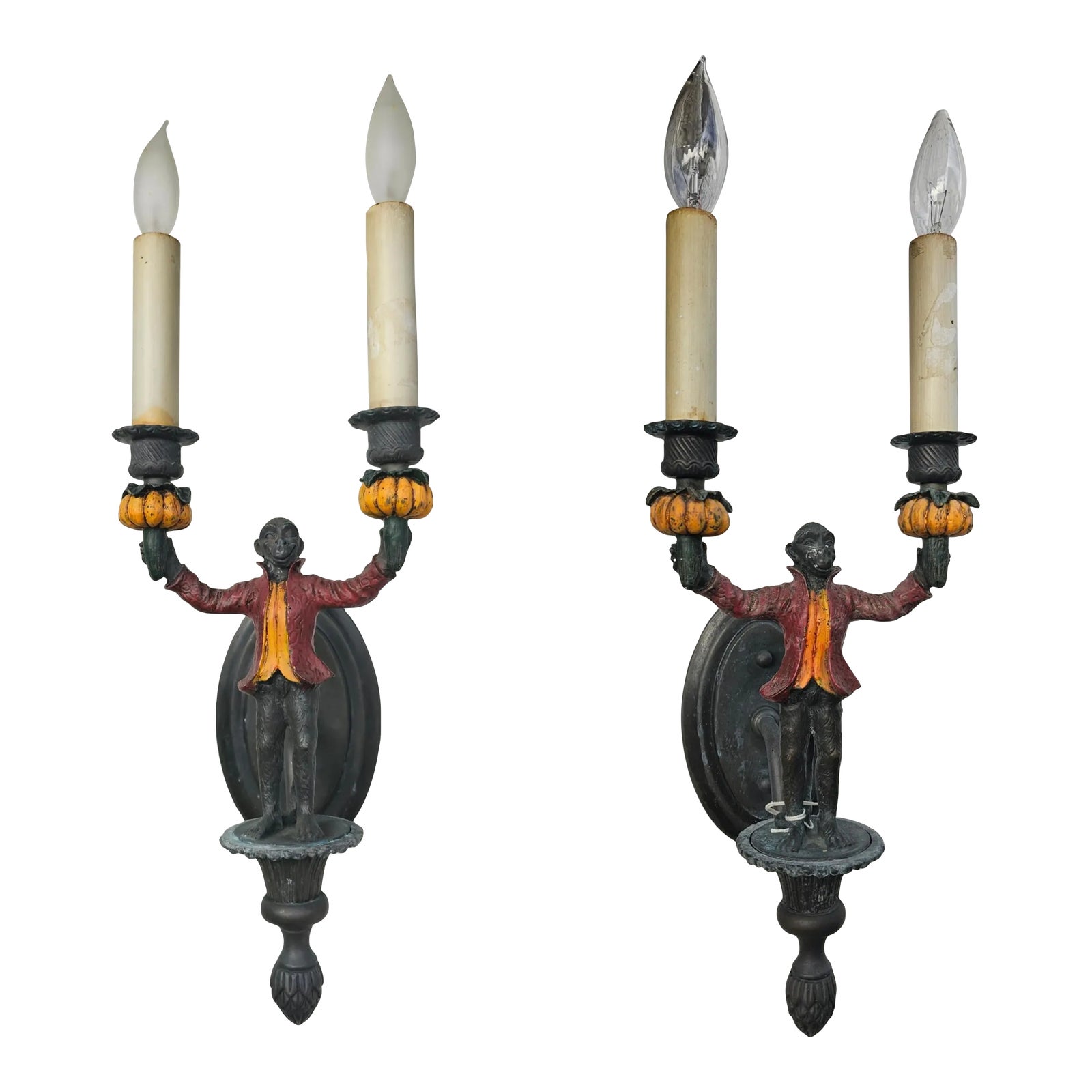 Pair of Vintage Monkey Wall Sconces | Chairish