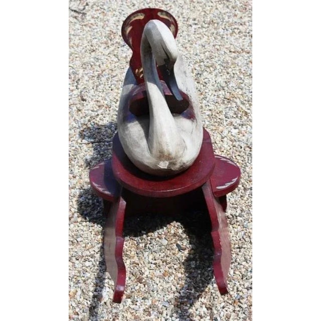 1950s Vintage Hand Painted Kids Swan Rocking Chair | Chairish