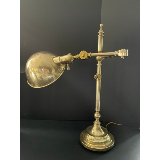 Pair of Adjustable Brass Table Library Lamps | Chairish