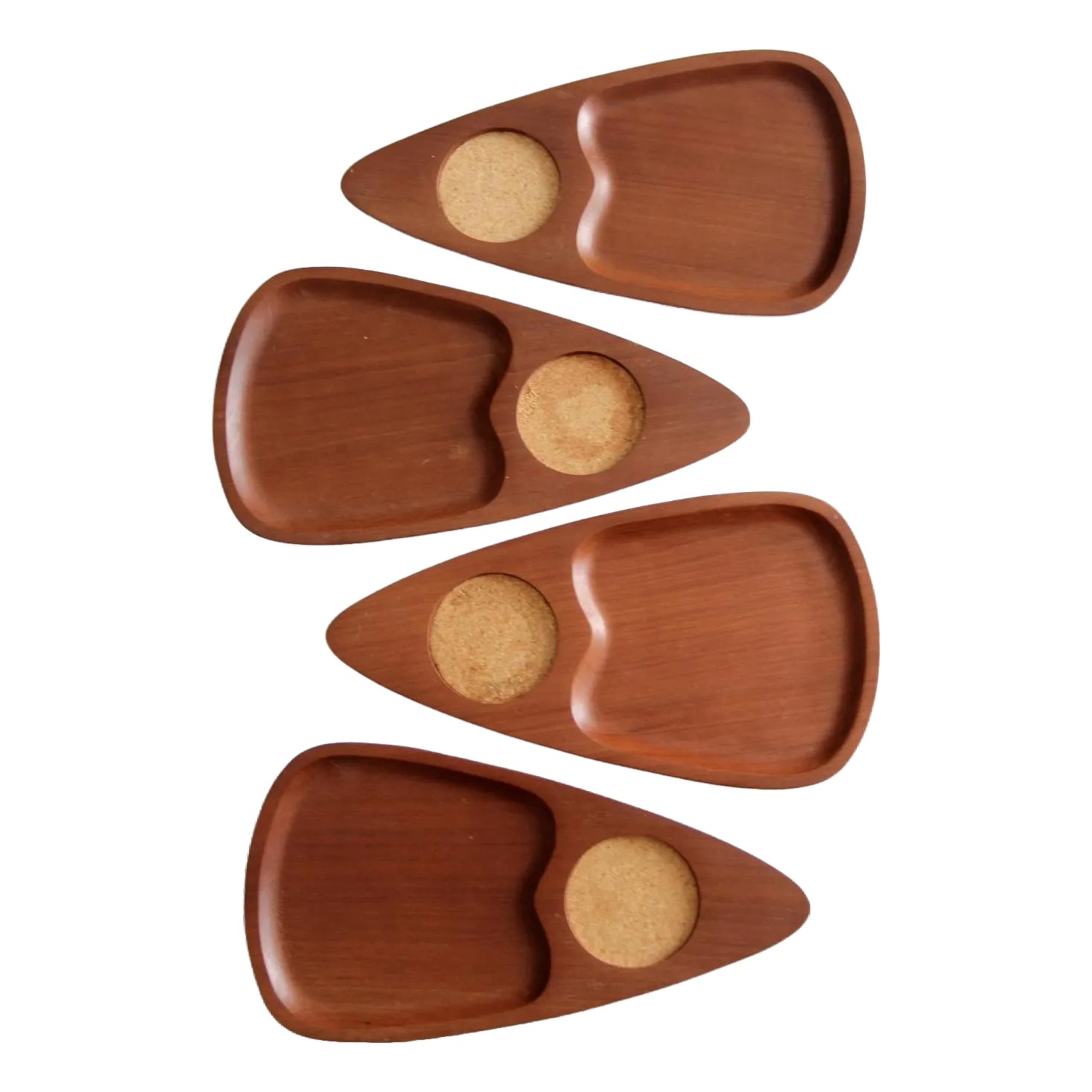 Mcm Sere Wood Snack Trays Set of 4 | Chairish
