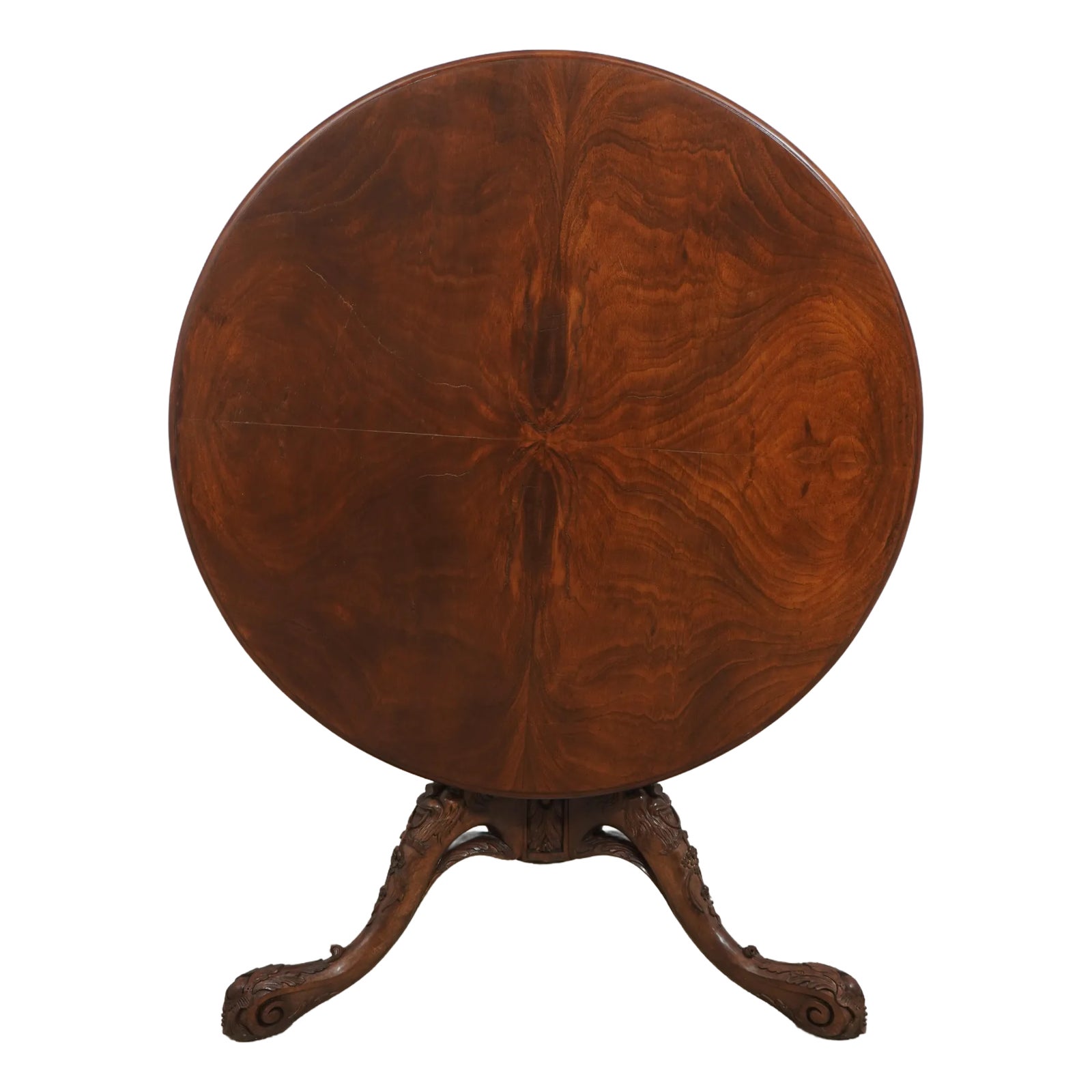 Large Round Mahogany Tilt Top Breakfast Table | Chairish
