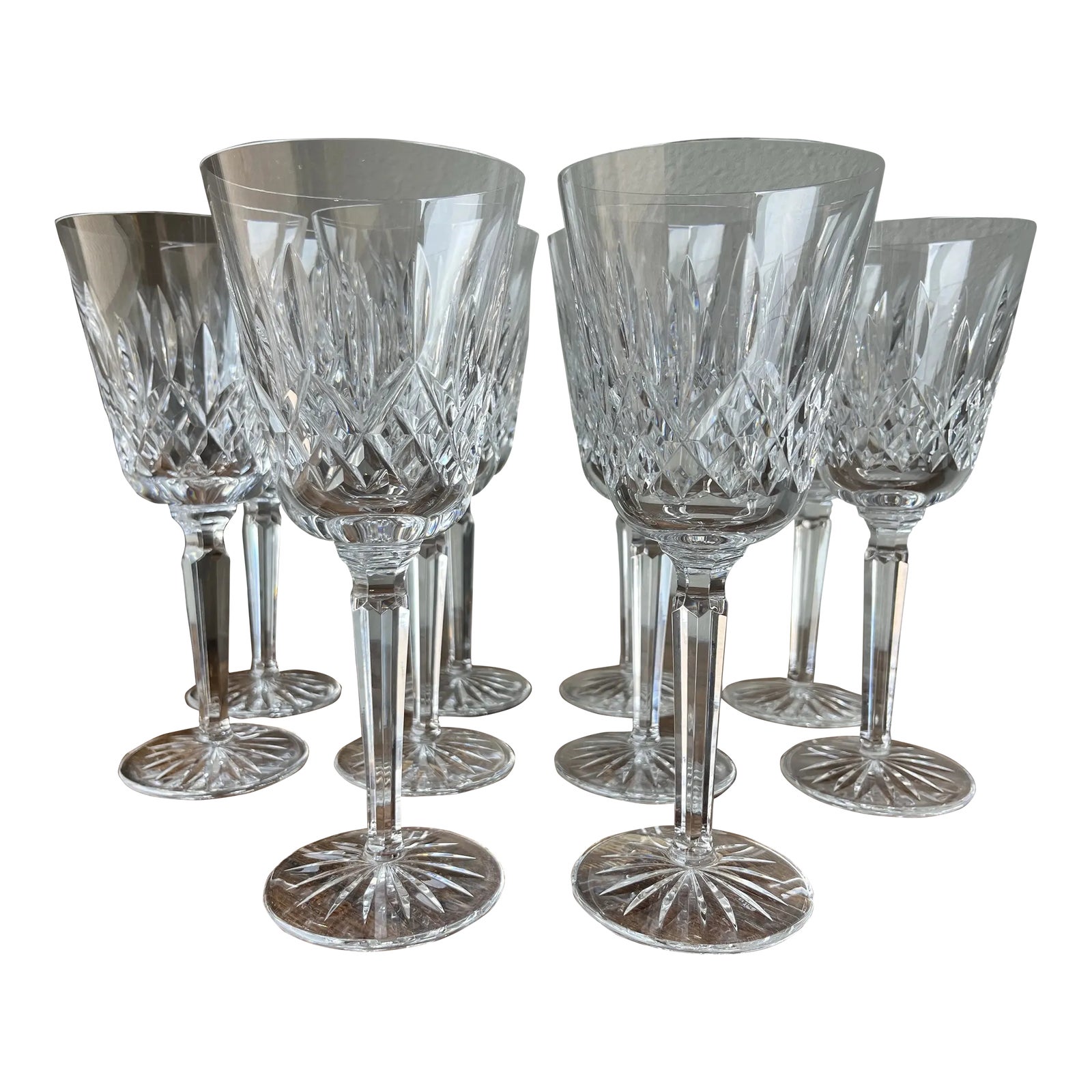 Waterford Lismore Crystal Tall Goblets- Set of 10 | Chairish