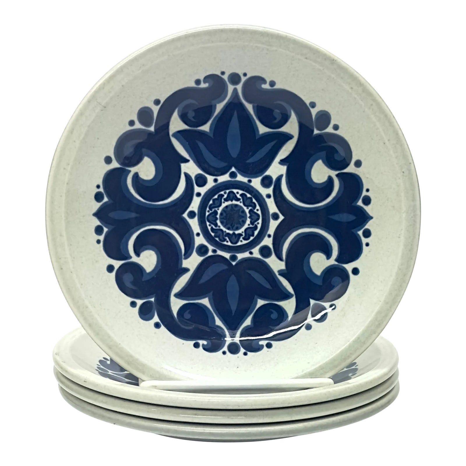 Mid 20th Century Chunky Graphic Blue & White Toledo Design Side Plates ...