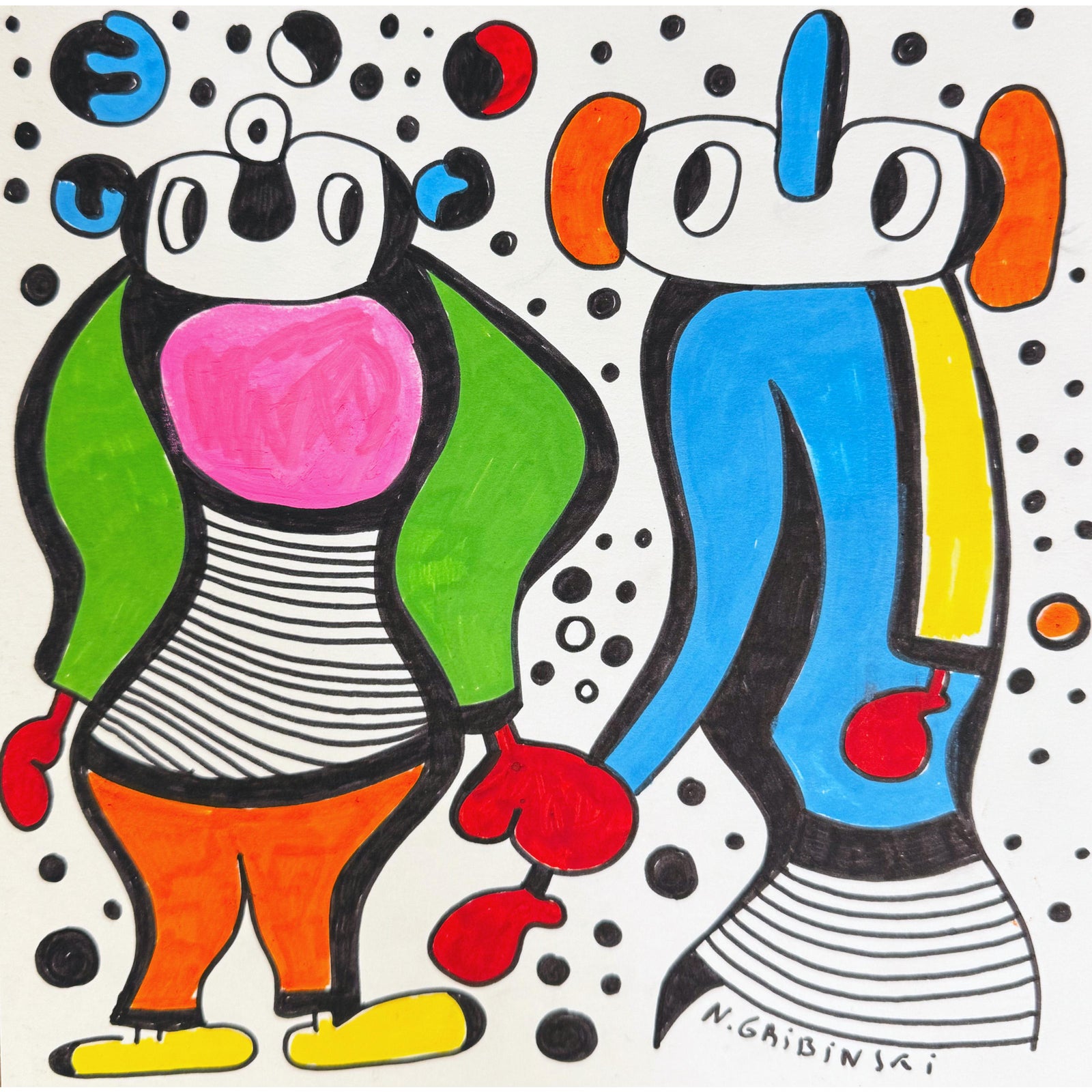 Two Under the Same Sky — Nathalie Gribinski — Small Abstract Figurative ...