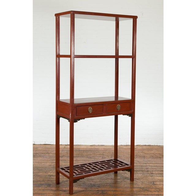Early 20th Century Chinese Late Qing Dynasty Period Open Bookshelf with ...