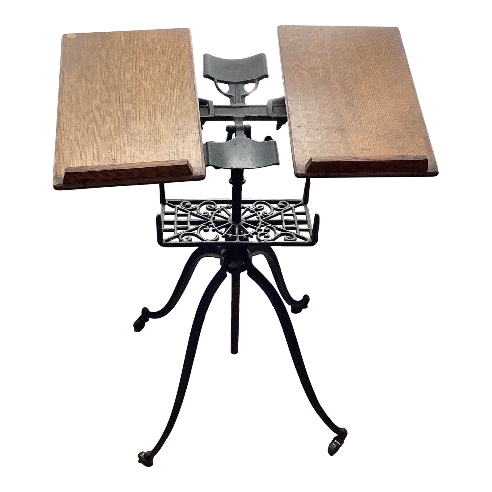 1800's Oak and Cast Iron Book Stand | Chairish