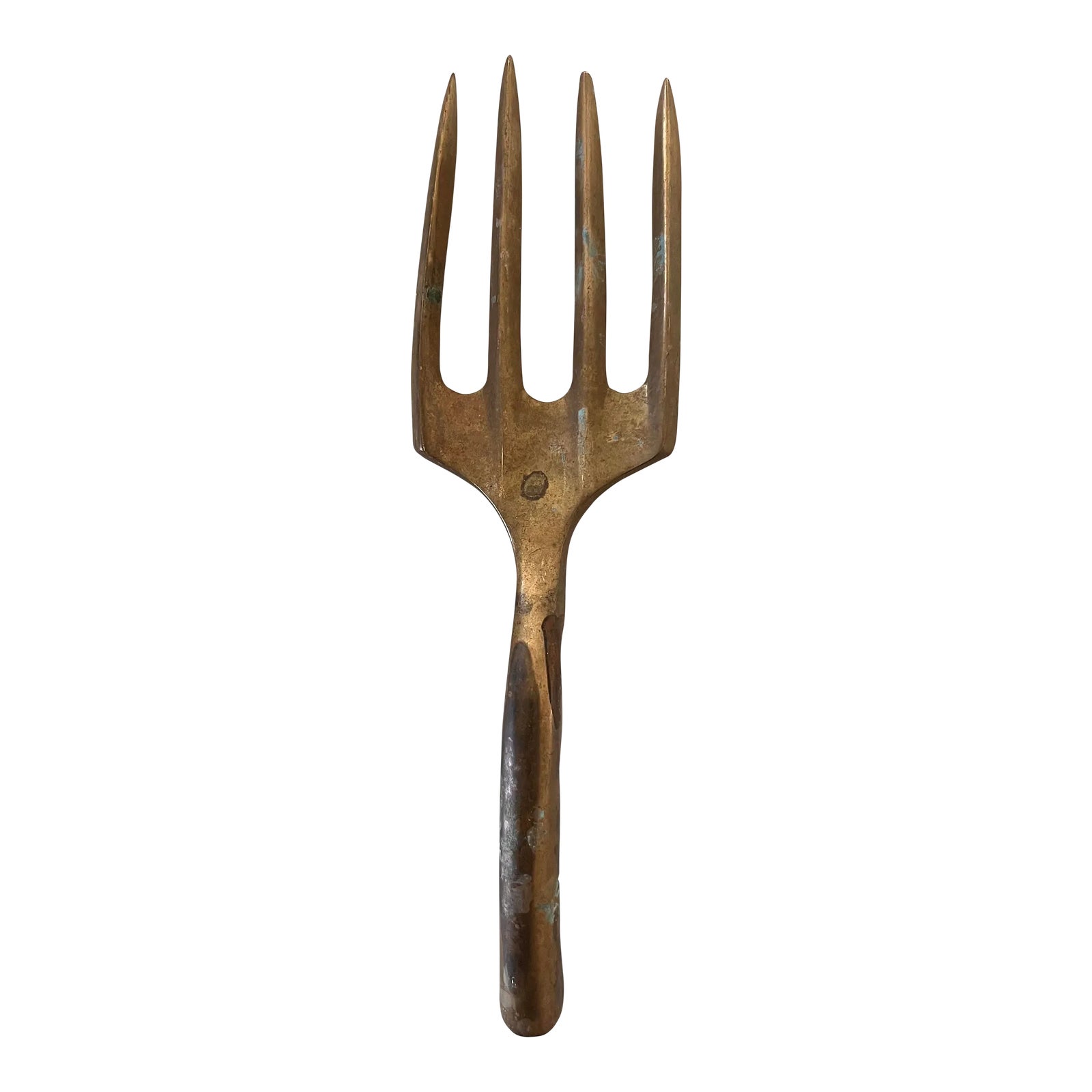 Solid Brass Large 4 Prong Fork | Chairish