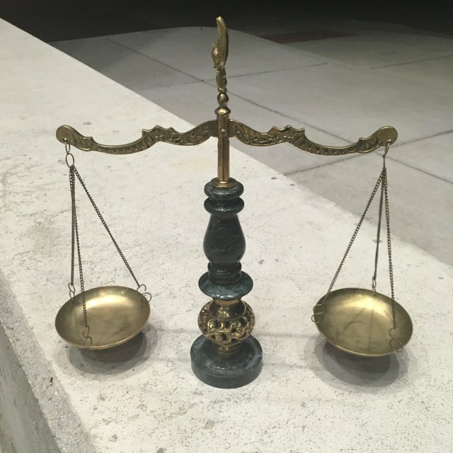 Japanese Bronze & Green Marble Balance Scale Circa 1940s | Chairish