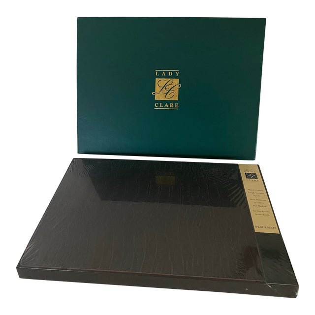 Lady Clare Crocodile Faux Black Leather Placemats- Set of 4 | Chairish