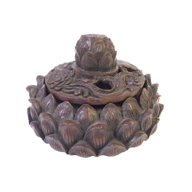 Chinese Bamboo Lotus Petal Box | Chairish