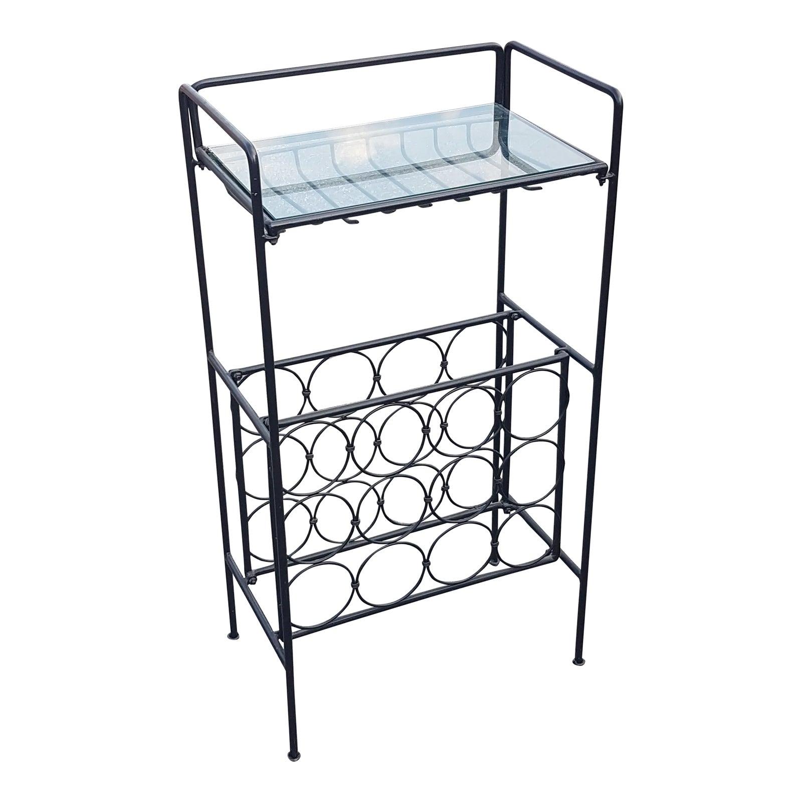 Arthur Umanoff Vintage Wrought Iron Wine Rack | Chairish