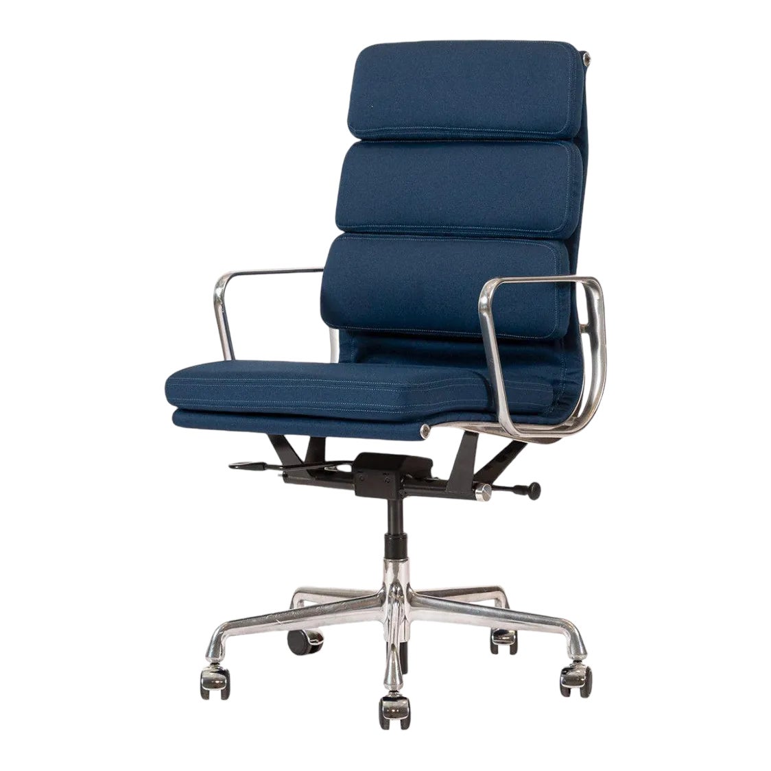 Herman Miller Eames Tall Navy Blue Fabric Desk Chair Soft Pad | Chairish