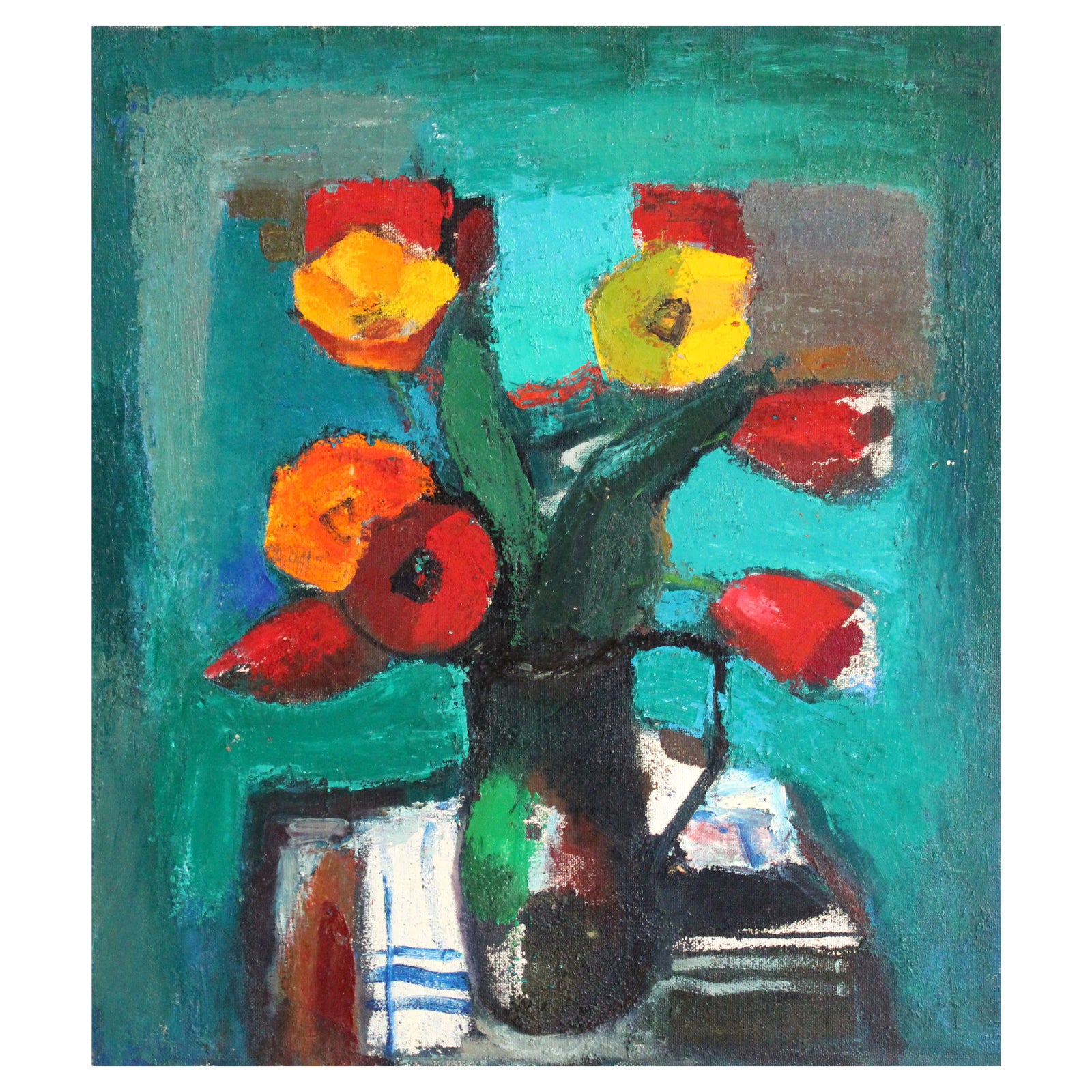 Aleksandr Rodin, Spring Bouquet, Oil on Cardboard | Chairish