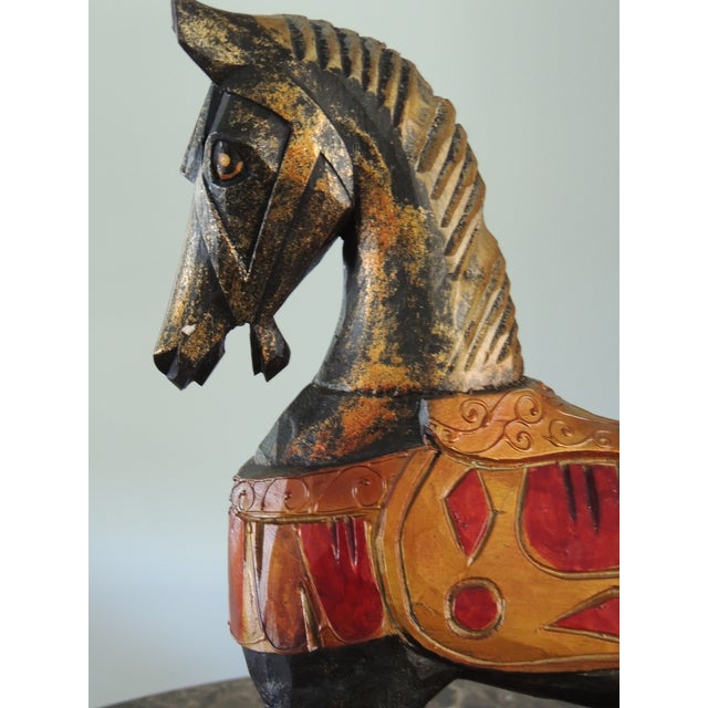Vintage 1940s French Hand Carved Wooden Rocking Horse | Chairish