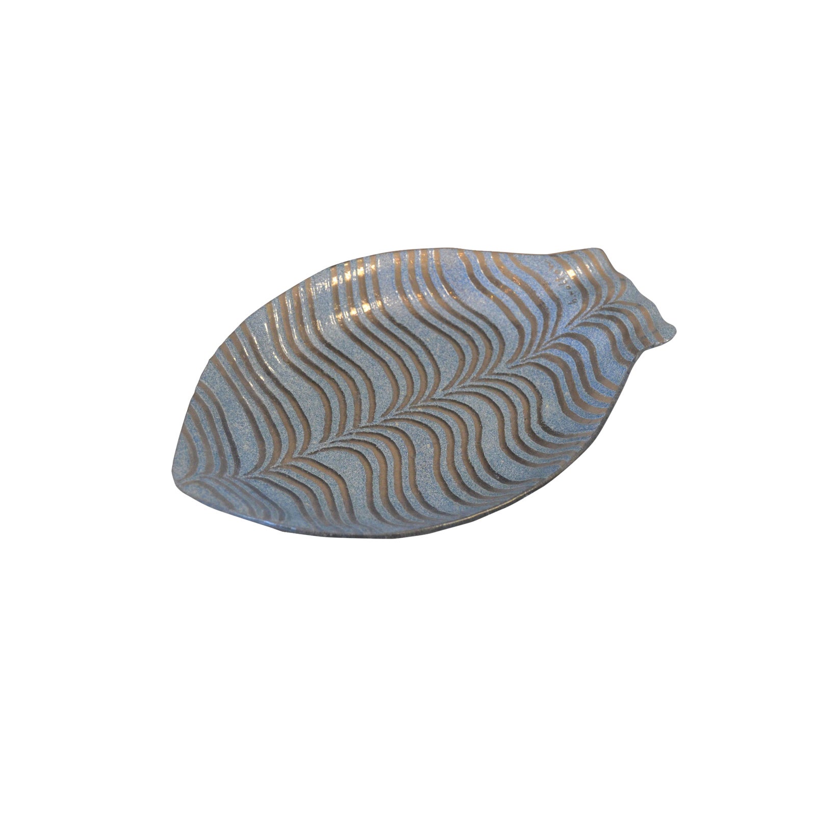 Mid-Century Modern Clear & Blue Art Glass Decorative Fish Form Plate ...