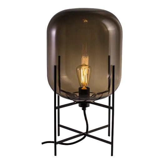 Small Oda Table Lamp in Smoky Grey and Black by Sebastian Herkner for ...