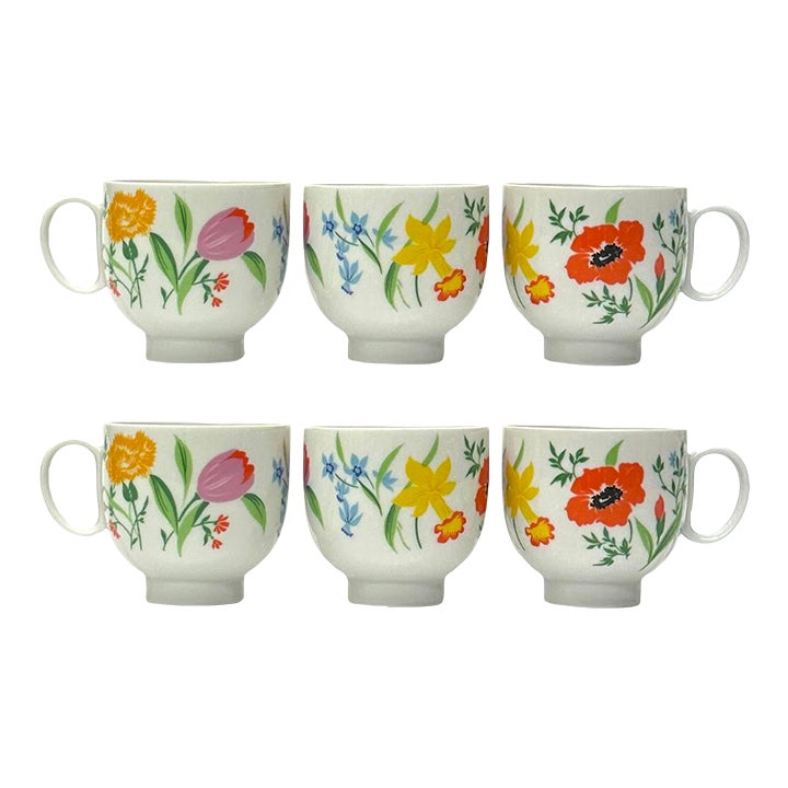 Exuberant Primavera Fine Porcelain Teacups by Heinrich Germany | Chairish